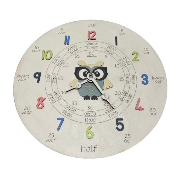 Owl Design Wall Clock - Teaching Time with manual dial pointers – The ...